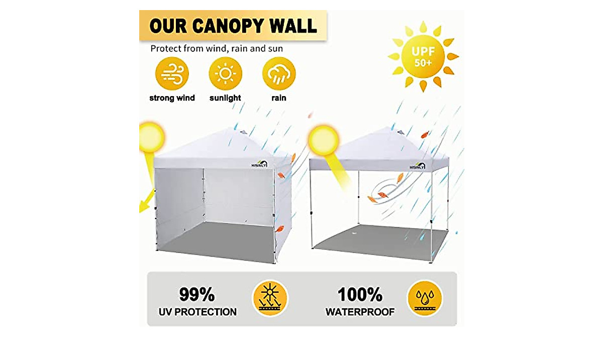 Hisinly 10x10 Waterproof Canopy Sidewalls - 3 Pack White