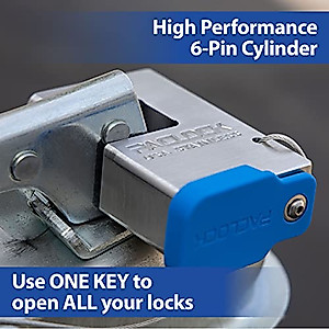 PACLOCK's TL88S Coupler Lock, Buy American Act Compliant, 304 Stainless Steel, High Security 6-Pin Cylinder, One Lock Keyed to #26547 w/ 2 Keys, Hidden Shackle