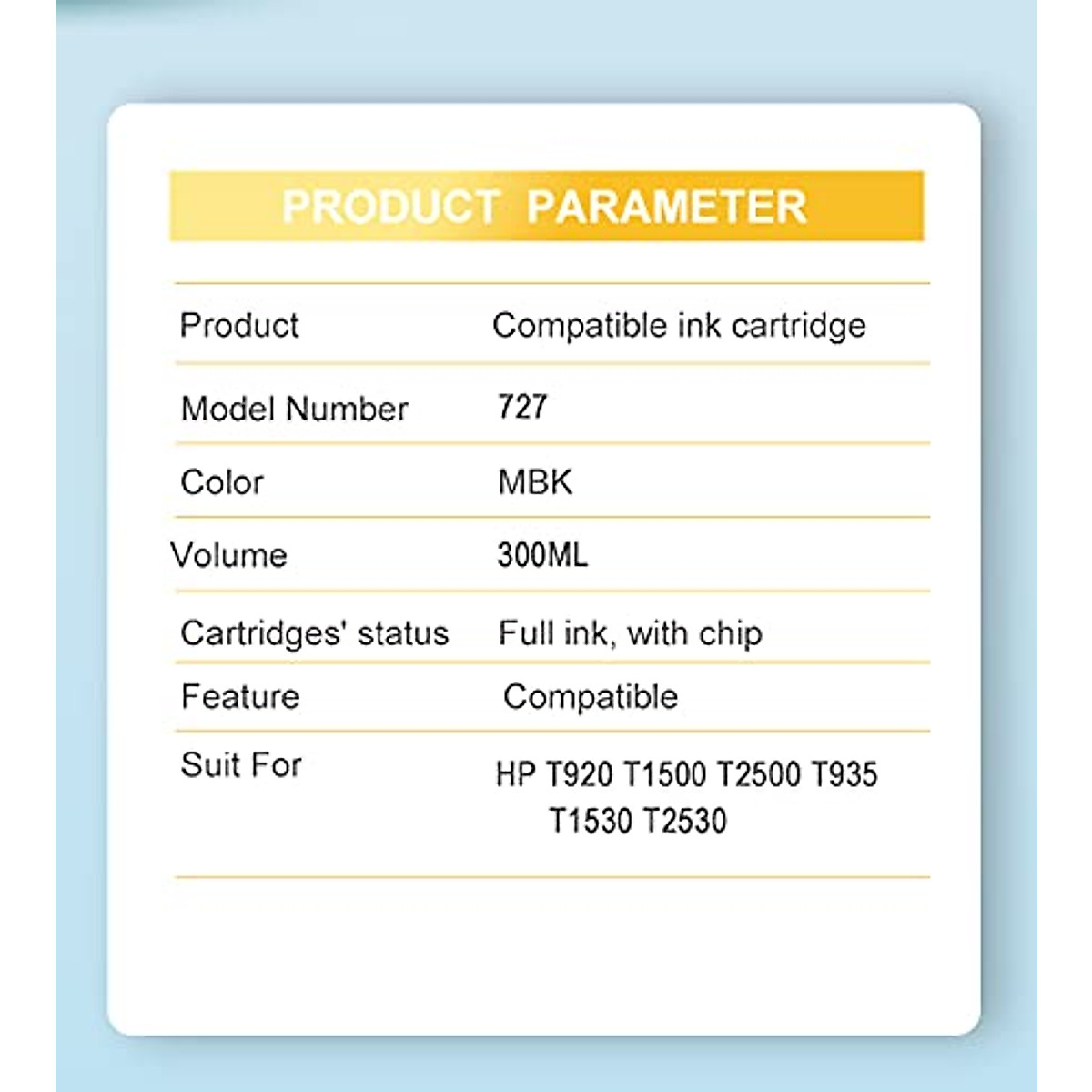 KSUMEI Matte Black Ink Cartridge 300ml Compatible for HP 727 Dye Ink for HP DesignJet T920 T930 T1500 T1530 T2500 T2530