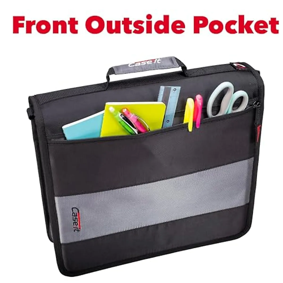 Case-It The Classic Zipper Binder - 2 Inch O-Rings - Multiple Pockets - 350 Sheet Capacity - Comes with Shoulder Strap - Fire Engine Red D-251 (6 Pack)