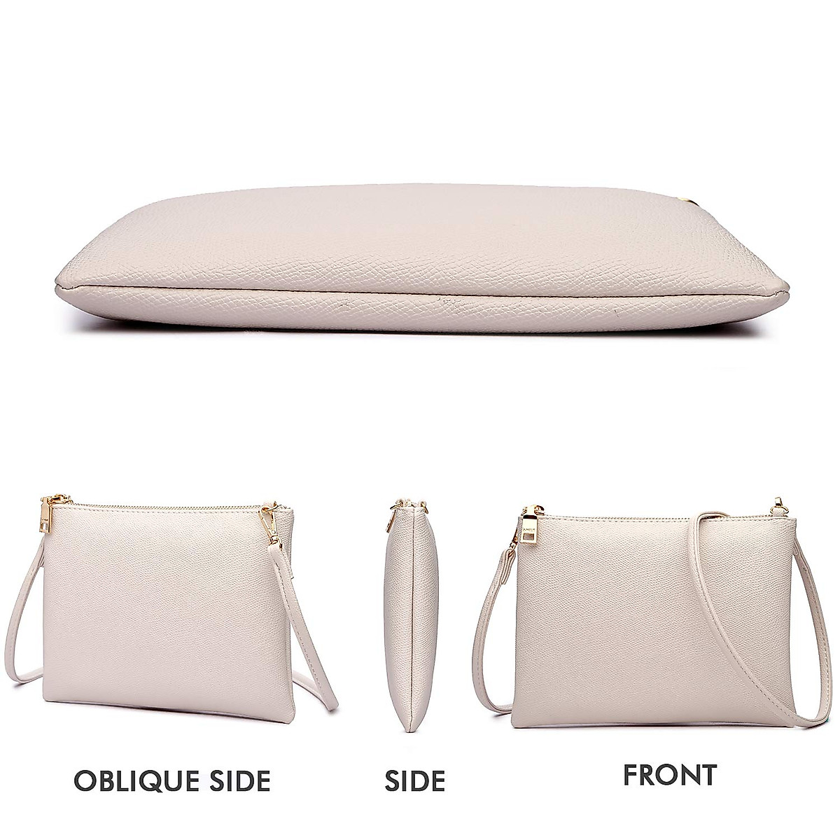 AMELIE GALANTI womens small crossbody strap handbag bag,Soft Leather Fabric Delicate Durable Fashion Design (Cream)