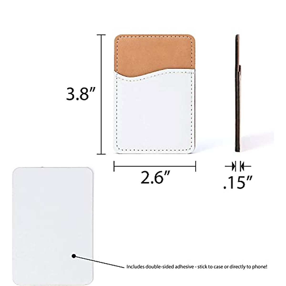 DistinctInk Adhesive Phone Wallet / Card Holder – Universal Vegan Leather Credit Card ID Adhesive Sleeve, Travel Light with Essential Items - Pink White Chevron Stripes Wave