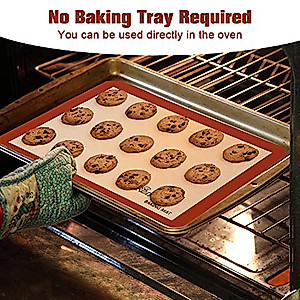 RENOOK Silicone Baking Mats Set of 5, BPA-free grade food baking mat, 100% Non-Stick Reusable Food Safe Liners & Silicone Brush- Macaron, Pastry, Cookie.