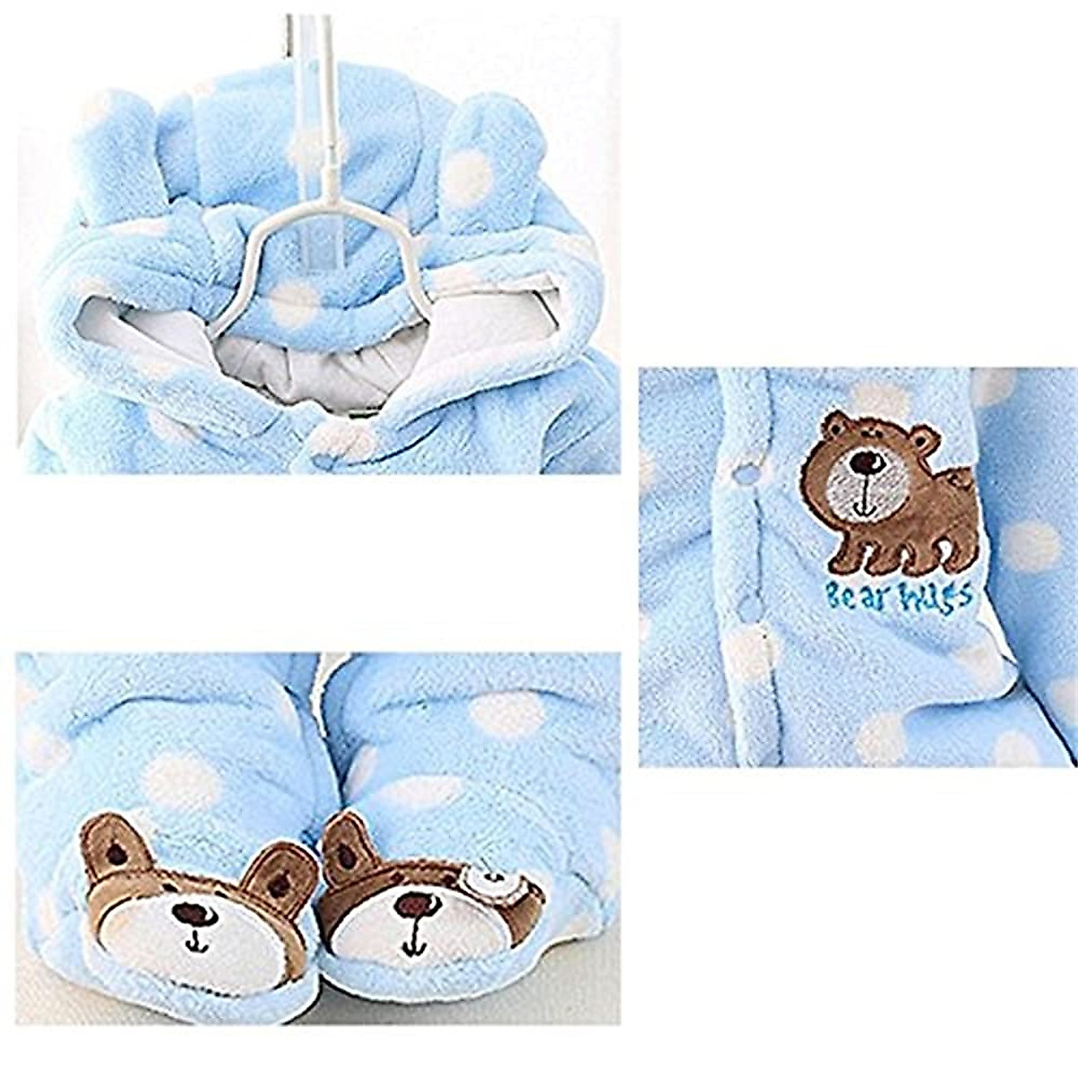 CM C&M WODRO C&M Baby Jumpsuit Outfit Hoody Coat Winter Infant Rompers Toddler Clothing Bodysuit ?Blue