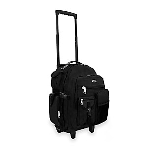 Everest Deluxe Wheeled Backpack, Black, One Size