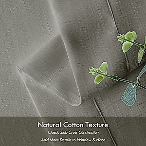 Melodieux Grey Sheer Curtains 84 Inches Long for Bedroom Living Room, Light Filtering Cotton Texture Rod Pocket Voile Drapes, 52 by 84 Inch, 2 Panels