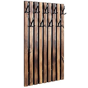 BKCEHCRS Coat Hooks Wall mount-20.47" Long Coat Rack Wall Mount,Wood Coat Rack Hook,Coat Hanger Wall Mount for Hotel Entryway, Farmhouse, Bedroom(Brown),Pine Wood,20.47