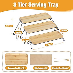 Urban Deco 3 Tier Serving Tray, Collapsible Tiered Tray Stand with 15 Inch Serving Platters for Dessert Table Display Set, Large Cupcake Stand, Serving Dishes for Entertaining