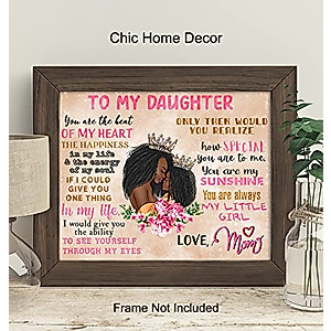 Black Mother Daughter Wall Art - African Americans Black women Wall Art & Decor - Baby shower Gift - Nursery Wall Art - Pink Girls Room Girls Bedroom Wall Art - To My Daughter Poster 8x10 UNFRAMED
