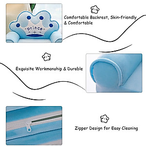 THABATAD Small Sofa Bed Folding Futon Set for Living Room, U-Shape Cute Sofa Chaise for Bedroom, Small Bed Lounger Chair, Blue Crown