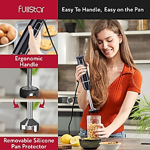 Fullstar Immersion Blender Handheld - 300W Hand Blender Stick with Pan Protector, 2-Speed Emulsion Hand Blenders Immersion, Hand Mixer Electric Handheld, Stick Blender, Hand Blenders for Kitchen