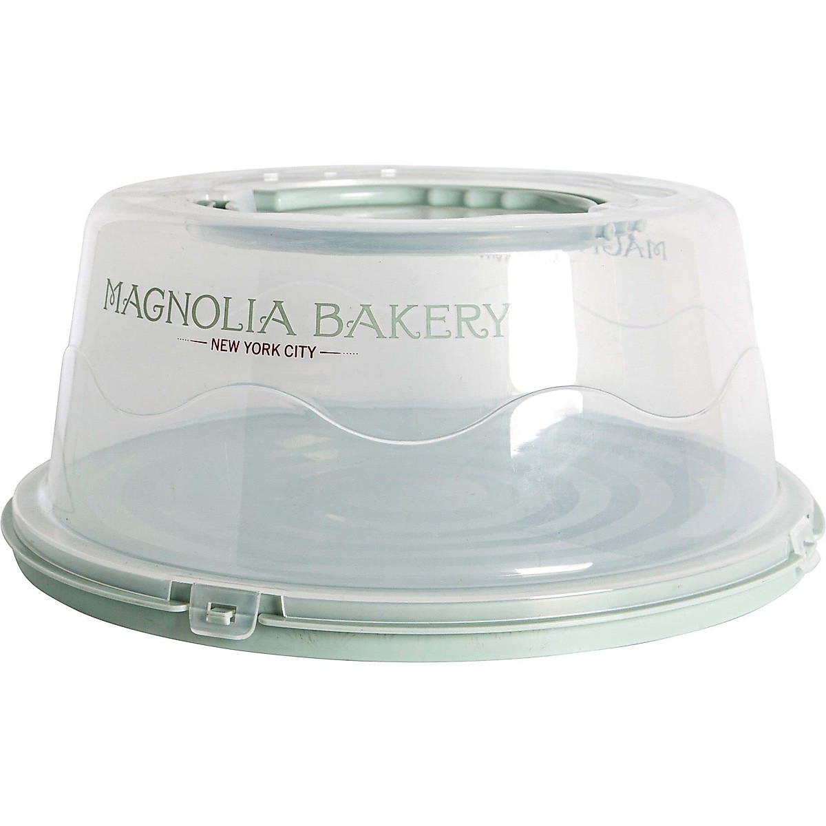 MosJos MAGNOLIA BAKERY ROUND CAKE CARRIER Practical Plastic Cake Keeper With Lid, Two Side Closures - Suitable For 12 Inch Cakes, Dishwasher safe.