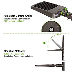 hykolity 240W/300W Switchable LED Parking Lot Light, 150LM/W 5000K LED Street Lighting with Photocell Sensor[750W-1000W HPS Equiv.] 100-277V, Commercial Slip Fitter Mount LED Shoebox Light
