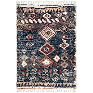 nuLOOM Rosemarie Southwestern Moroccan Shag Area Rug, 9' x 12', Blue