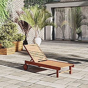 Amazonia Garopaba 1-Piece Poolside Chaise Lounger | Eucalyptus Wood | Ideal for Outdoors and Indoors, 72Lx26Wx38H