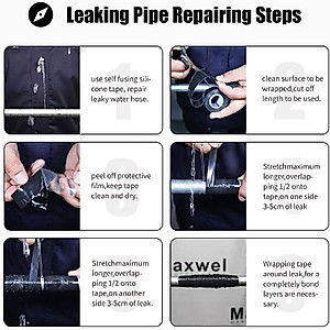 1"x10' Black Self-Fusing Silicone Tape, Hose Repair Tape, Heavy Duty and Leak Proof Rubber Hose Tape, Pipe Repair Tape for Water Leaks, (0.5mm in Thickness)