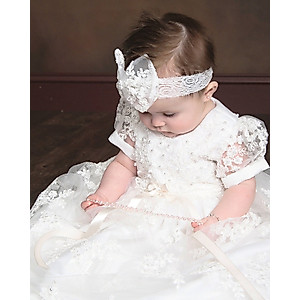 Christening Gown Baby Girl Lace Toddler Dedication Dress for Age 6 Months