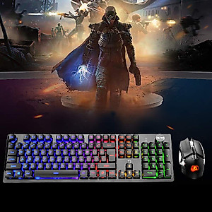 FELICON Wireless Gaming Keyboard and Mouse Set, RGB Backlit Rechargeable 4800mAh Battery, Mechanical Feel Anti-ghosting Keyboard, Control Knob for Multi-Media, Mute Gaming Mouse for Windows PC Gamer