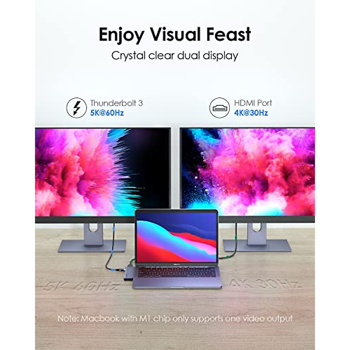 LENTION USB C Hub with 100W PD + 40Gbps USB C Port, 4K HDMI, 2 USB 3.0 and SD/Micro SD Card Reader Compatible 2022-2016 MacBook Pro 13/15/16, New Mac Air, Stable Driver Adapter (CB-CS64, Space Gray)