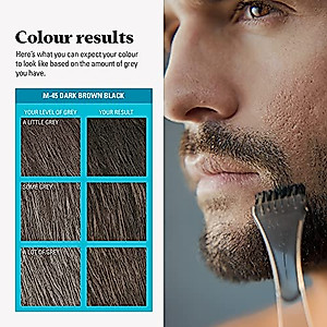 Just For Men Moustache & Beard M45 - Dark Brown Black Dye, Eliminates Grey For a Thicker & Fuller Look With An Applicator Brush Included – M45