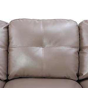 NOTOP 3-Piece Faux Leather L-Shaped Sectional Sofas, Button Tufted Upholstered Couch Set with Right Chaise Longue and Storage Ottoman, for Living Room, Home, Office, Latte
