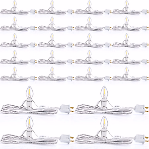 24 Packs Accessory Cord with LED Light Bulb, 6 Ft Warm Light Accessory Cord Kit (White)