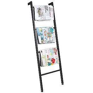 mDesign Metal Wall-Leaning Towel Ladder for Bathroom - 4-Level Decorative Ladder Rack and Towel Holder - Rustic Bath Towel Storage Stand for Modern Decor - Bathroom Towel Ladder Rack - Matte Black