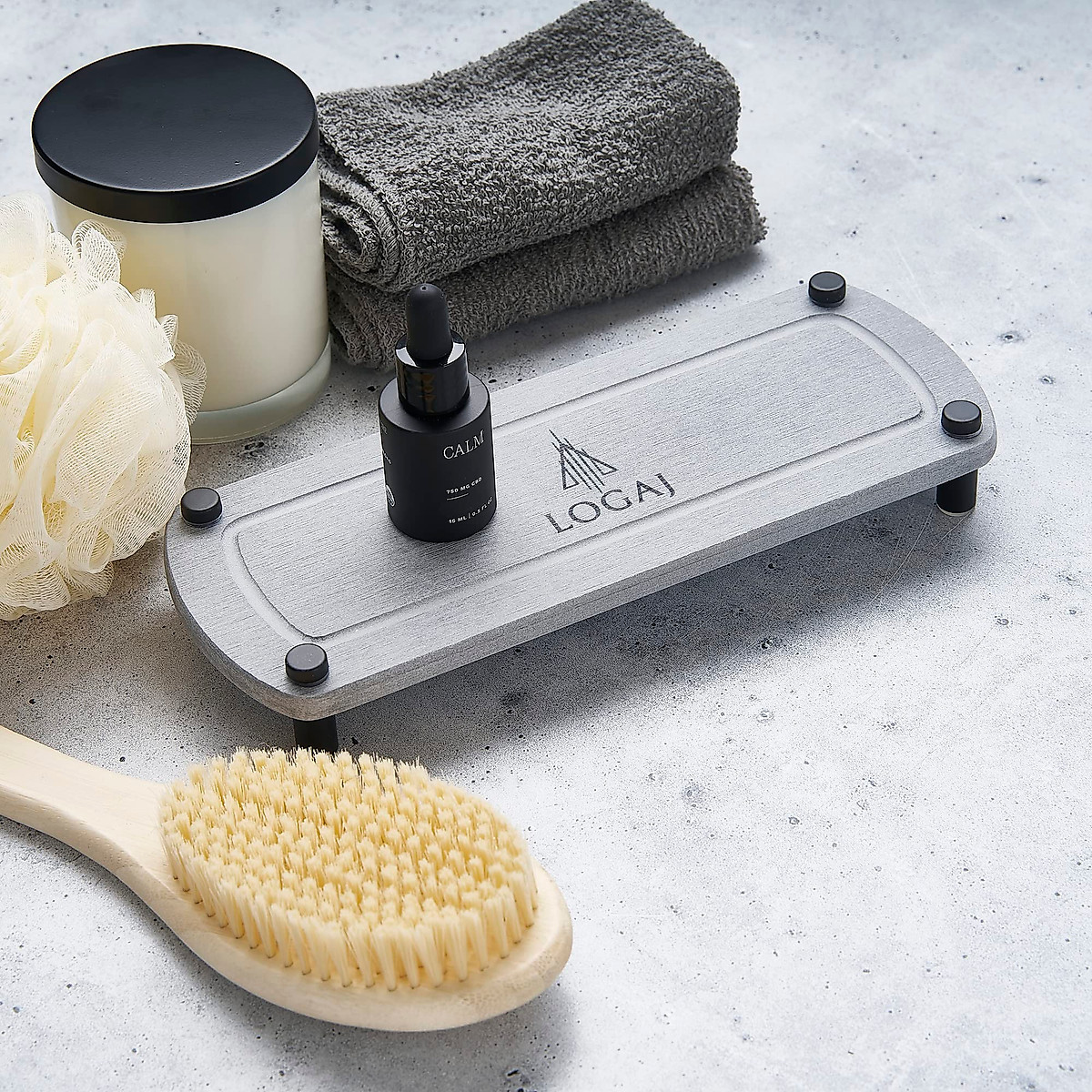 LOGAJ Instant Dry Sink Organizer Diatomaceous Earth Water Absorbing Stone Tray For Sink Fast Drying Stone Sink Caddy Bathroom Sink Caddy Drying Stone For Kitchen Counter Water Absorbent Stone For Sink