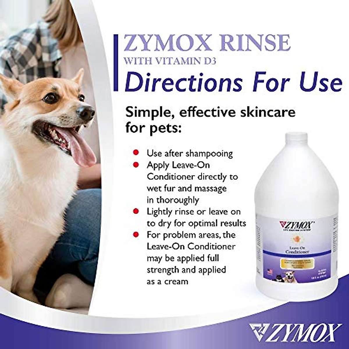 ZYMOX Leave-in Conditioner with Vitamin D3 for Cats & Dogs, 1gal