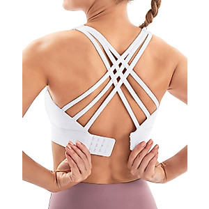 IUGA White Sports Bras for Women High Support Large Bust High Impact Womens Sports Bras Strappy Padded Sports Bra