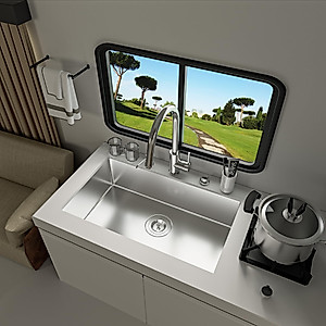 MILOSEN RV Kitchen Sink, 27''×16''×7'' Stainless Steel Undermount Kitchen Sink, Single Bowl Kitchen Sinks, Kitchen Sink for RV, 7 inch Depth Outdoor Kitchen Sink