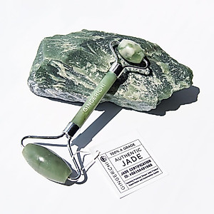Ginger Chi Jade Roller - Anti-Aging Jade Therapy for Skin Care - Face Sculpting Tool for Eyes, Cheeks, Forehead - Jawline Shaper & Neck Roller - Face Roller is Part of The Gua Sha Facial Tools