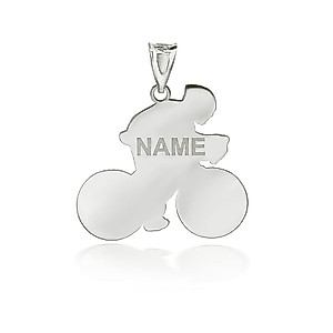 Bicycle Sports Charm Sterling Silver Personalized Name Cyclist Cycling Road Bike Sportsman Pendant