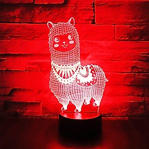 Hguangs Llama Lamp Desk Table Light Gifts 3D Optical Illusion Night Light for Llama Toys 7 Colors Changing Touch Control Home Decoration