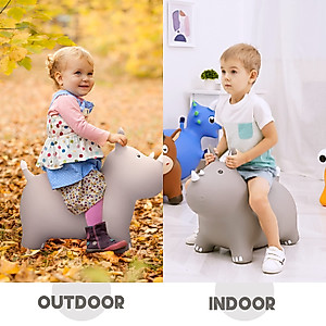 ZOOJOY Bouncy Horse Animals Hopper,Inflatable Bouncing Horse Jumping Animals for Toddlers,Ride On Hopping Toys for Girls/Boys,Great Gift W/P (Grey)