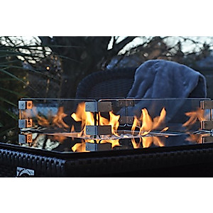 Outland Fire Table Tempered Glass Wind Guard Fence for 36-Inch Square Series 410 Outdoor Propane Fire Pit Tables, 17-Inch Square x 4.5-Inch Height – Thick 5/16-Inch Safety Barrier Clear