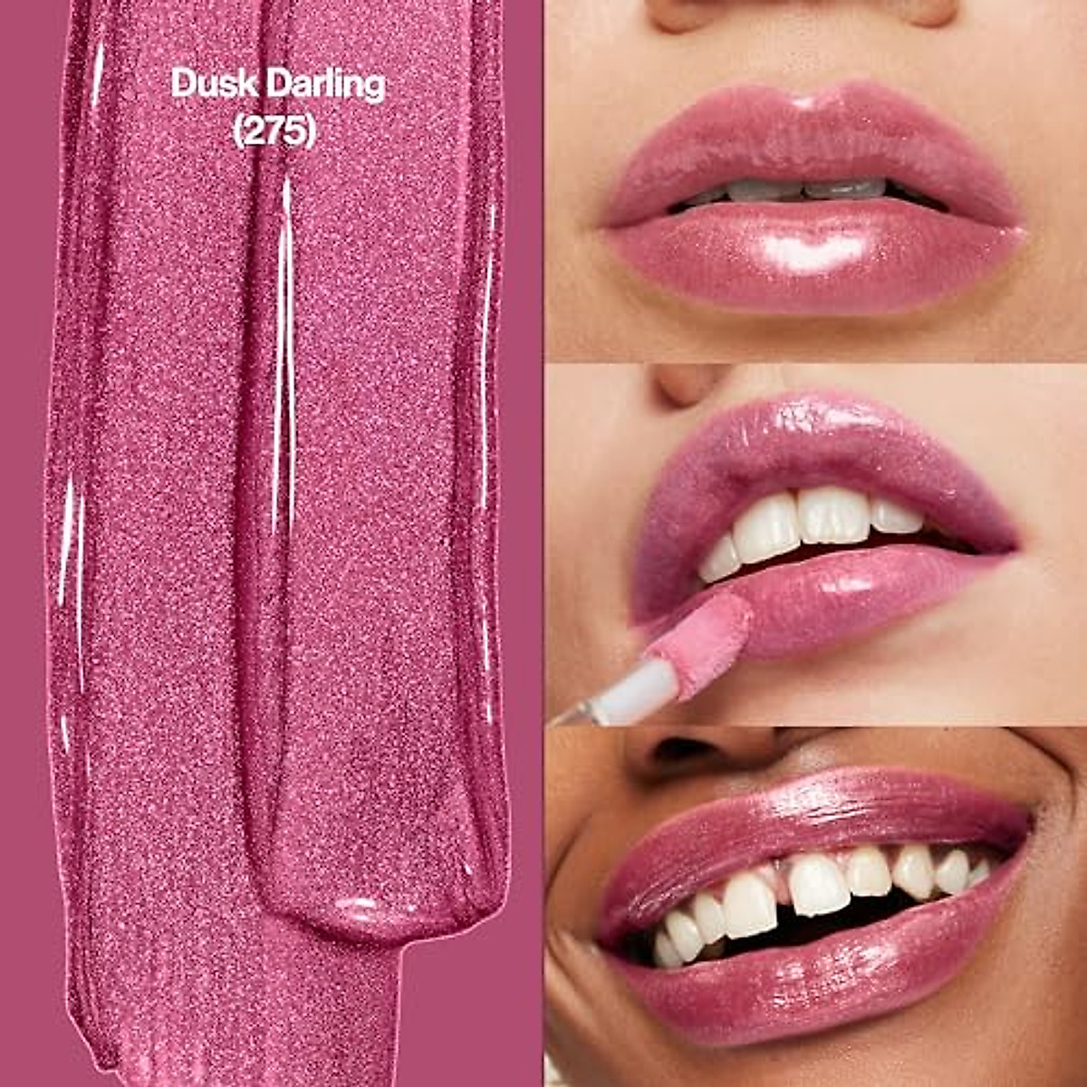 Revlon Super Lustrous Lip Gloss, Non-Sticky, Hydrating, High Shine Finish, 275 Dusk Darling, 0.13 oz