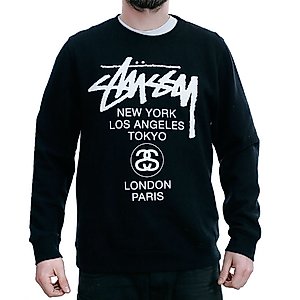 Stussy World Tour Crew in Black (XL)