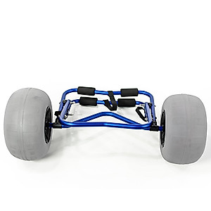 KAYAK CARRIER CART with Large Balloon Tires Heavy Duty Blue + Pump &amp; Strap