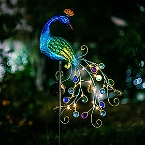 VEWOGARDEN Garden Solar Outdoor Lights, Metal Peacock Solar Garden Lights Stakes - Waterproof Landscape Path Lights for Patio Lawn Yard Decorations (38"*14"*2.5")