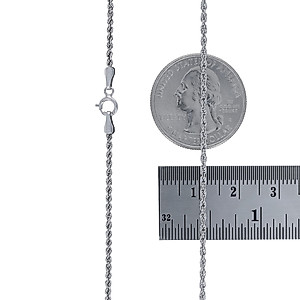 Nuragold 14k White Gold Dainty 1.5mm Rope Chain Diamond Cut Womens Mens Pendant Necklace, 14" 16" 18" 20" 22" 24" 26"