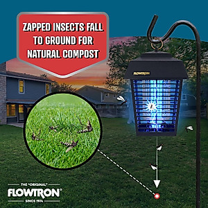 Flowtron Bug Zapper, 1/2 Acre of Outdoor Coverage with Powerful 15W Bulb & 5600V Instant Killing Grid, Electric Insect, Fly & Mosquito Zapper With Wall Mounting Bracket & Mosquito Attractant Cartridge