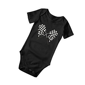 MOCSONE Checkered Flags Race Car Flag Newborn Girl Boy Romper Jumpsuit Bodysuit Baby Outfits Infant Clothes