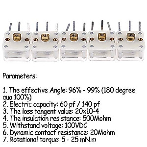 Acxico 5Pcs 223p Duplex Radio Variable Capacitor 60pf/140pf 2.1mm Hole Shaft for Pocket Radio Accessories