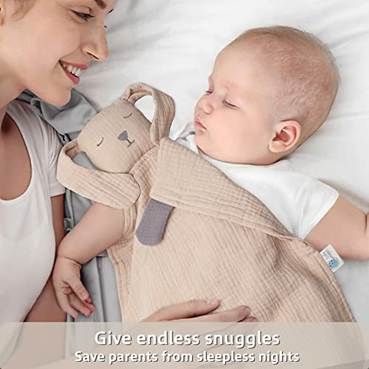 Lulu moon Baby Security Blanket for Unisex, Cotton Muslin Baby Lovey, Soft & Breathable Lovie Baby Gifts for Boys and Girls, 15 * 12 Inch (Soft Hug)