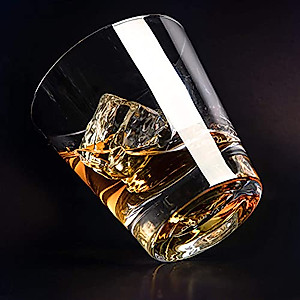 MAVERISO Whiskey Glasses Set of 2 - Old Fashioned Glass - Premium Low Ball Cocktail Bar Ware with Round Bottom for Scotch, Bourbon & Cocktail - Luxury Aluminum Silver Box with Brass Emblem - 10 oz.