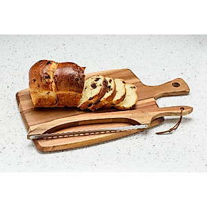 GREENARA Bow Knife - Bread Knife with Dual-Edge Serrated Blade - Right or Left-Handed Sourdough Bread Slicer - Premium Acacia Wood Handle, Stainless-Steel Saw Blade - Slicing & Cutting Kitchen Tool