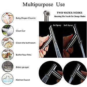 JMSODITI Free-pressing Handheld Bidet Sprayer For Toilet Sprayer Cloth Diaper Sprayer Kit Shattaf Jet Sprayer Attachment With One-Button Switch For Bathing Pet Personal Hygiene Cleaning Car Floor