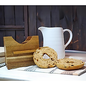 Bagel Slicer for Small and Large Bagels | Intuitive Design, Acacia Wood Bagel Cutter Slicer | Bagel Guillotine Slicer with Bagel Holder | Easy to Clean and Food-Safe Finish