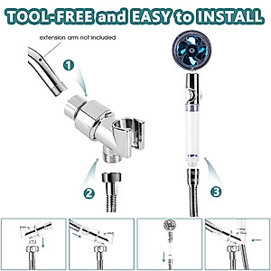 High Pressure Shower Head, Handheld ShowerHead, 360° Rotating Vortex Shower Head with Upgrade Switch Button,Detachable Shower Heads with 59" Stainless Hose, 2 Filters, Shower Head Holder